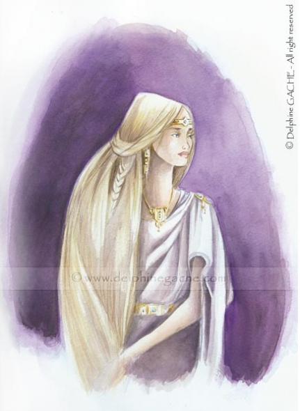 Aquarelle Originale Portrait de Guenièvre