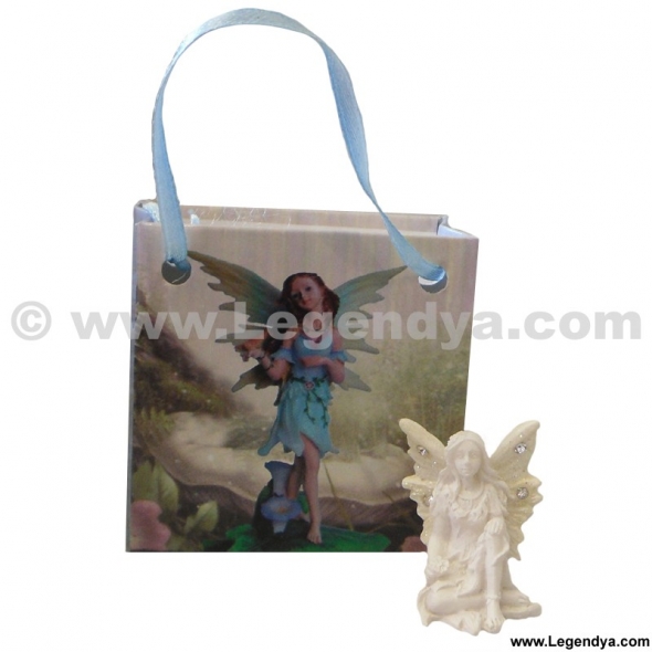 Mini Figurine de Fée Blanche avec strass + sac